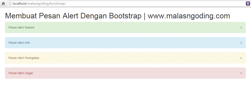 membuat alert dengan bootstrap - Malas Ngoding