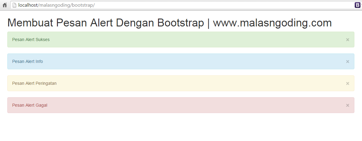 membuat alert dengan bootstrap - Malas Ngoding