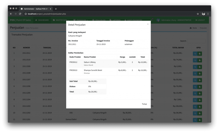 Source Code Sistem Informasi Penjualan Kasir Point Of Sales (POS) PHP ...