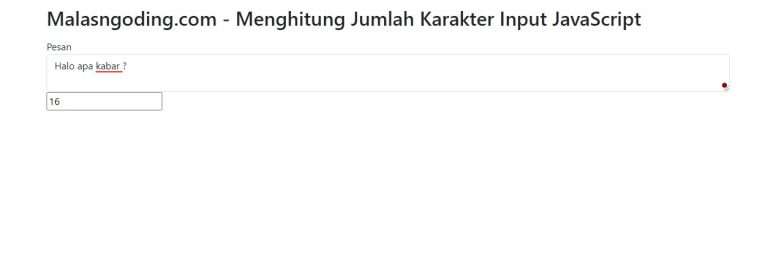 Menghitung Jumlah Karakter di Javascript - Malas Ngoding